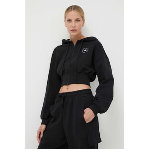 adidas by Stella McCartney bluza dresowa kolor czarny z kapturem gładka ...