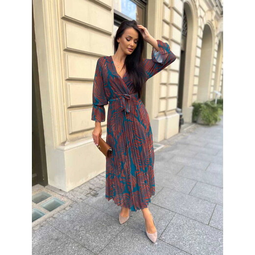 ModnaKiecka.pl Turkusowo-Brązowa Sukienka Maxi - GLAMI.pl