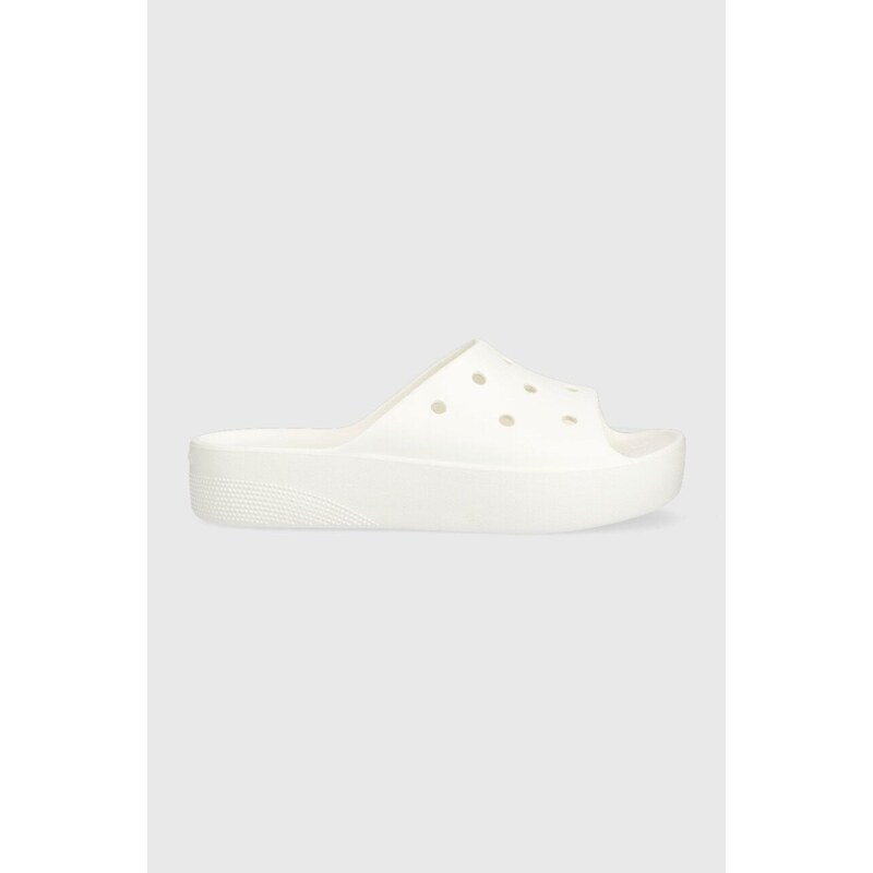 Crocs klapki Classic Platform Slide damskie kolor biały na platformie ...