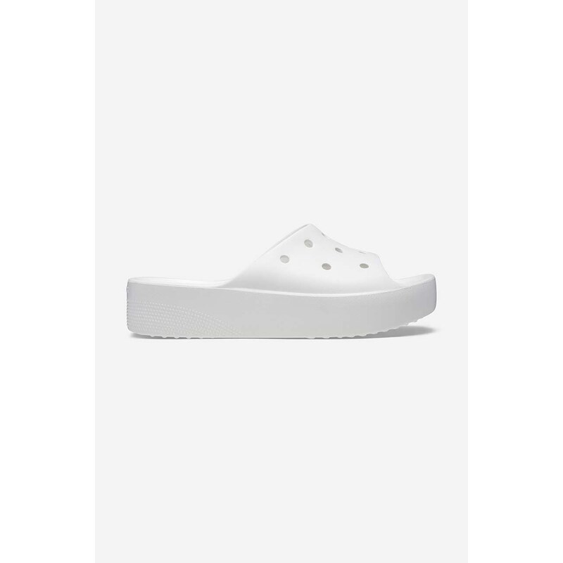 Crocs klapki Classic Platform Slide damskie kolor biały na platformie ...