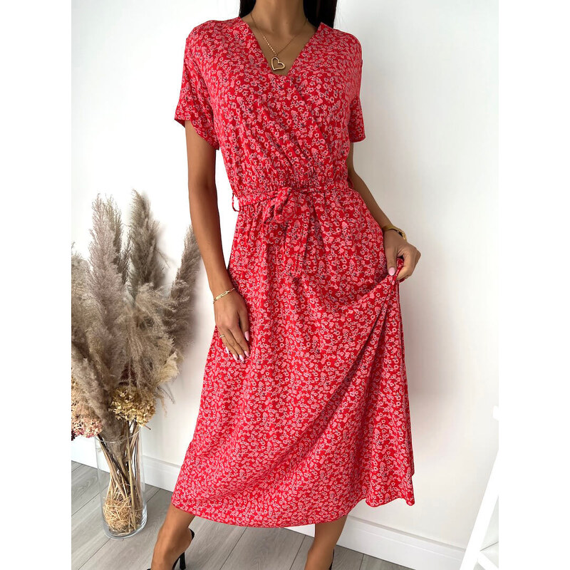 ModnaKiecka.pl Czerwona Sukienka Maxi w Kwiaty - GLAMI.pl