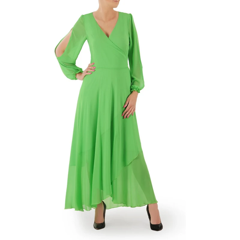 MODBIS Elegancka sukienka maxi, kreacja z ozdobnymi rozcięciami na ...