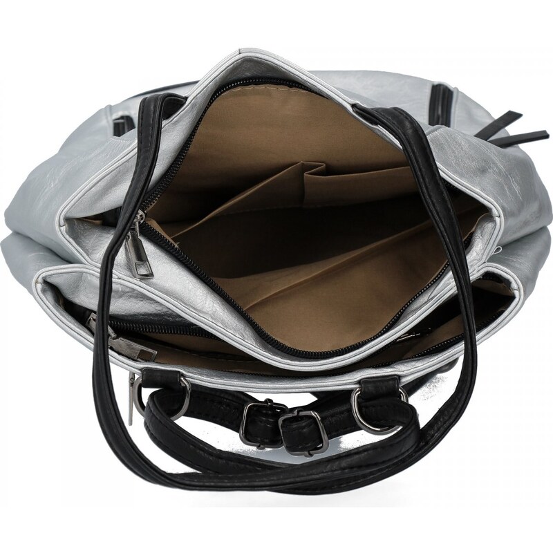 Uniwersalna Torebka Damska Plecak 2w1 firmy Hernan HB0355-1 Srebrna/Czarna - GLAMI.pl