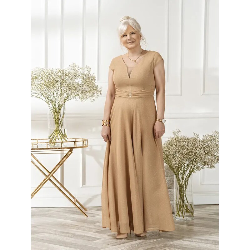 MODBIS Wieczorowa suknia maxi z połyskującego szyfonu - GLAMI.pl