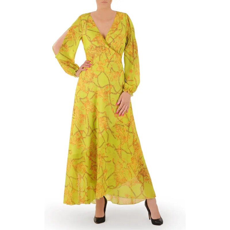 MODBIS Elegancka sukienka maxi, kreacja z ozdobnymi rozcięciami na ...