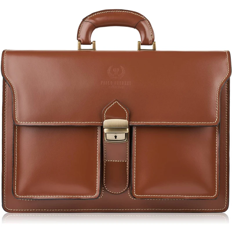 Paolo Peruzzi Teczka Męska Skórzana Brązowa Aktówka - GLAMI.pl
