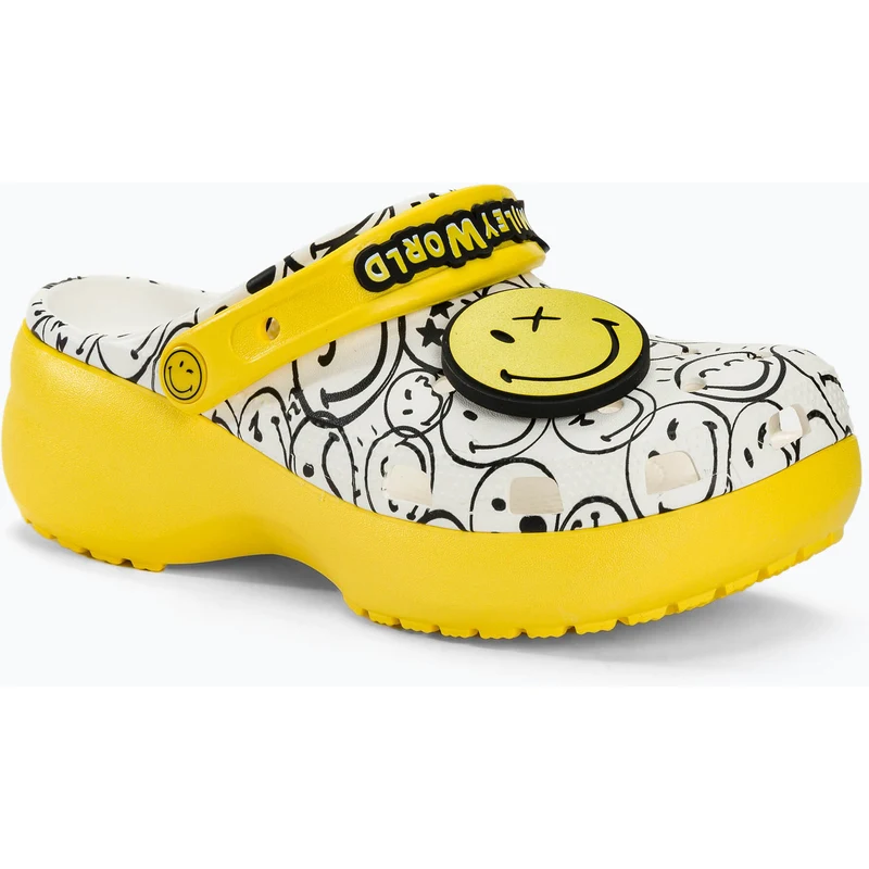 Klapki Crocs Classic Platform Smiley World Charm white/multi - GLAMI.pl