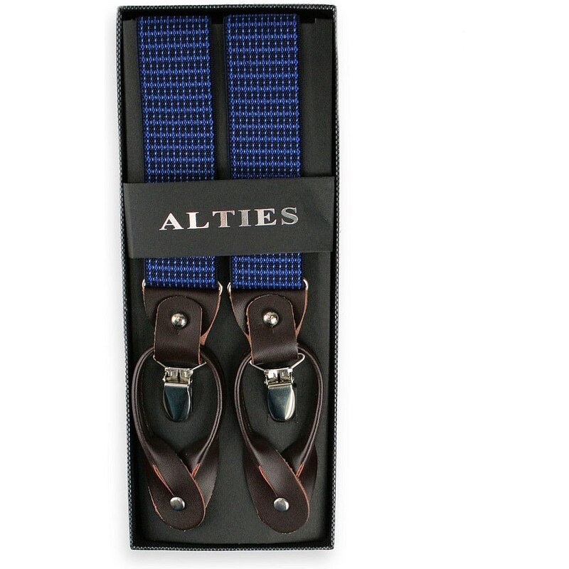 Szelki Klasyczne Granatowe w Drobny Wzór Męskie, Zapięcie na Guziki lub ...