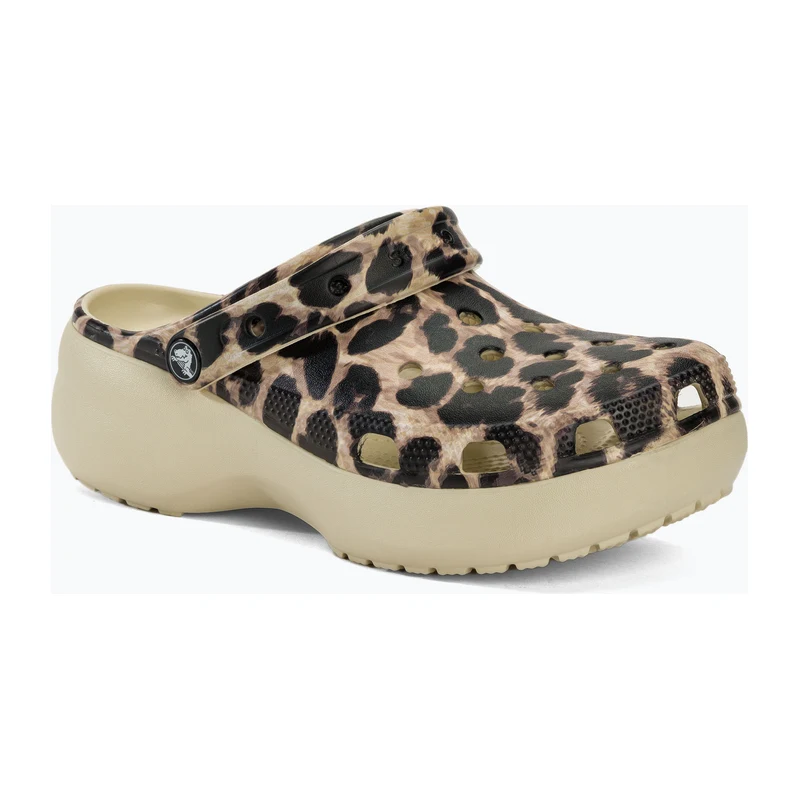 Klapki damskie Crocs Classic Platform Animal Remix bone/leopard - GLAMI.pl