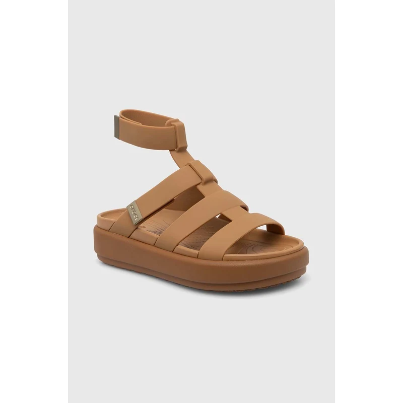 Crocs sandały Brooklyn Luxe Gladiator damskie kolor brązowy na ...